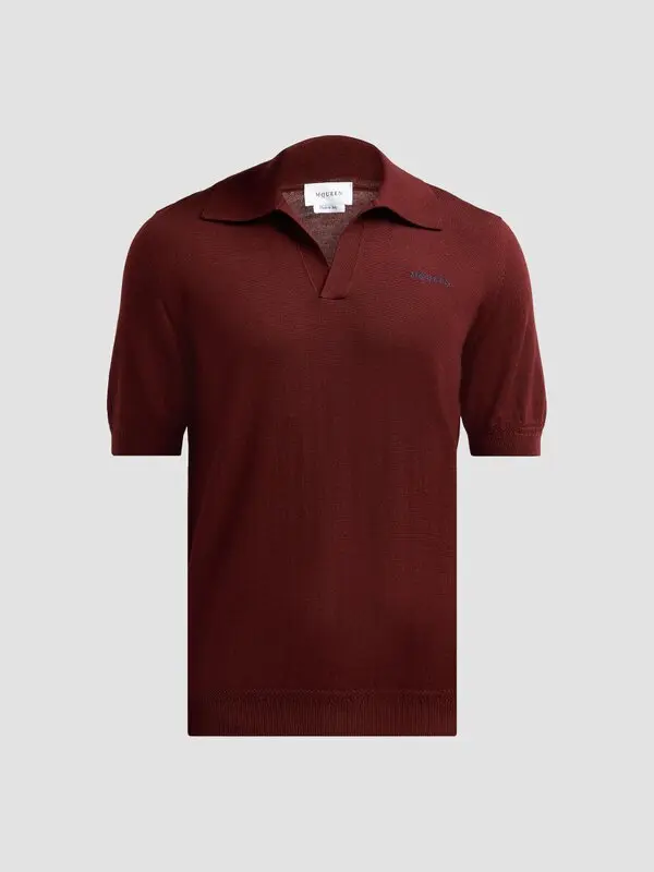 Alexander McQueen Embroidered Wool Polo Shirt - Ruby Sapphire