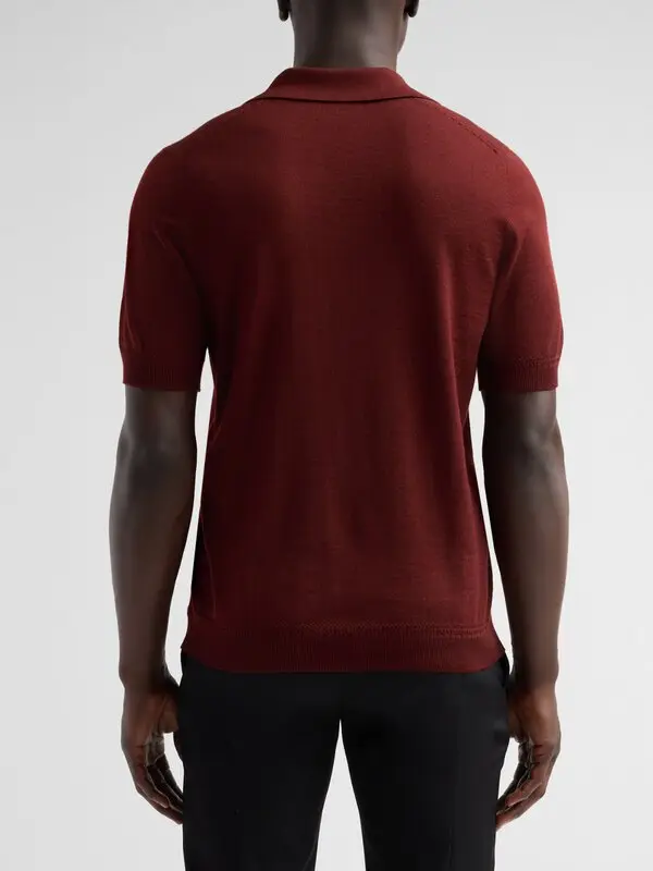 Alexander McQueen Embroidered Wool Polo Shirt - Ruby Sapphire