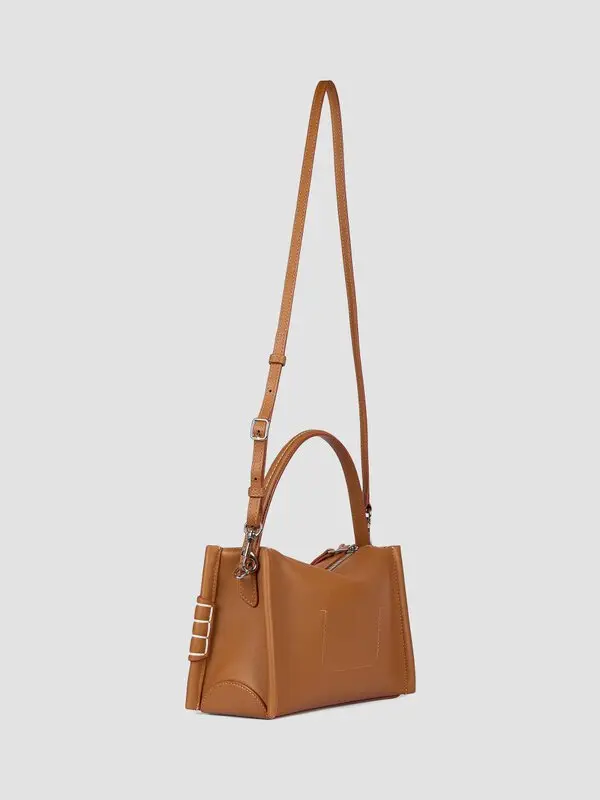 JW Anderson Small Loafer Leather Top Handle Bag - Tan