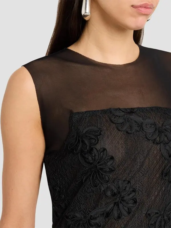 JBQ Cove Floral-lace Sheer-overlay Midi-dress