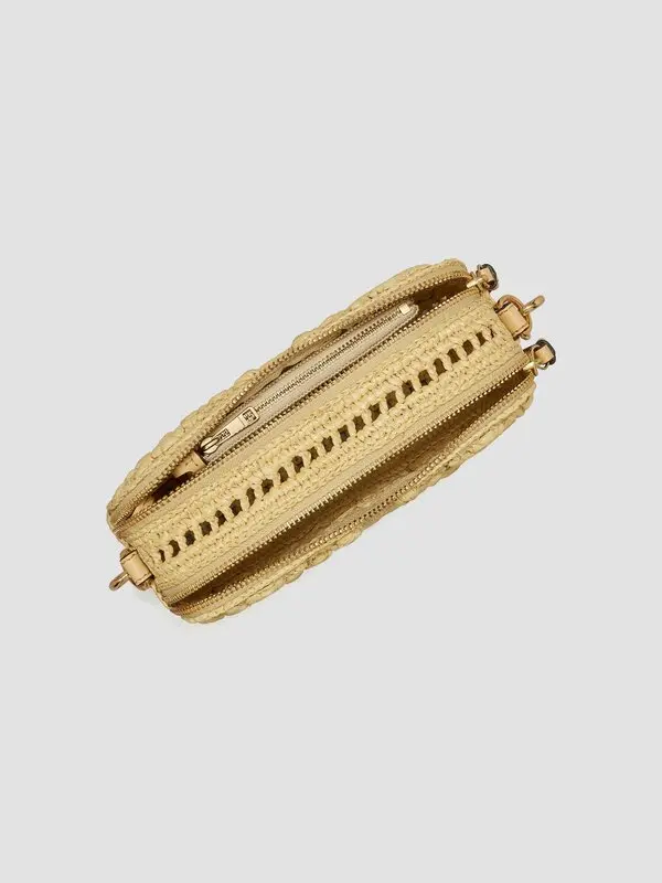 Tory Burch T Monogram Mini Miller Raffia Crossbody Bag