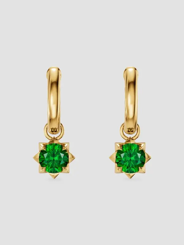 David Yurman Petite Pave Stone Drop Earrings In 18k Yellow Gold - Tsavorite