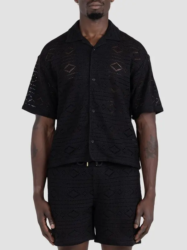 HONOR THE GIFT Pointelle Crochet Camp Shirt