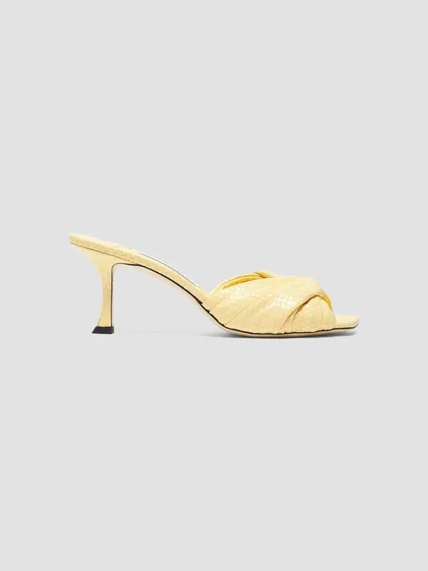 JIMMY CHOO Skye 70mm Twisted Textured Leather Mules - Corn