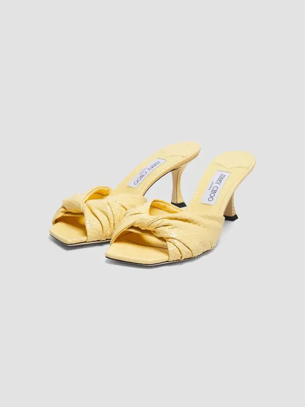 JIMMY CHOO Skye 70mm Twisted Textured Leather Mules - Corn