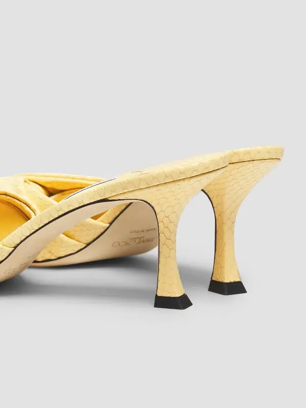 JIMMY CHOO Skye 70mm Twisted Textured Leather Mules - Corn