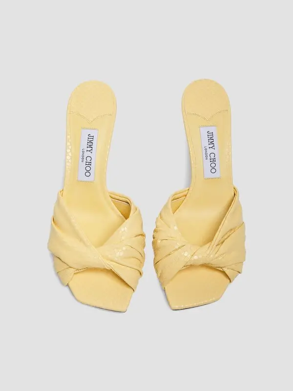 JIMMY CHOO Skye 70mm Twisted Textured Leather Mules - Corn