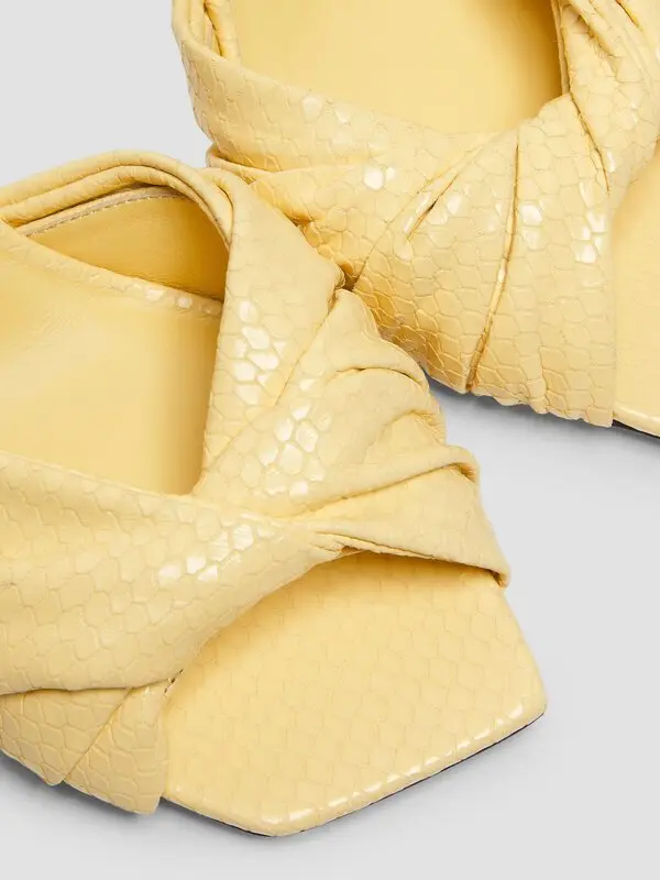 JIMMY CHOO Skye 70mm Twisted Textured Leather Mules - Corn