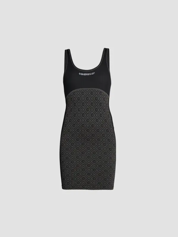 Casablanca Monogram Seamless Scoopneck Minidress - Grey