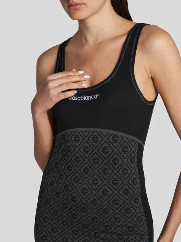 Casablanca Monogram Seamless Scoopneck Minidress