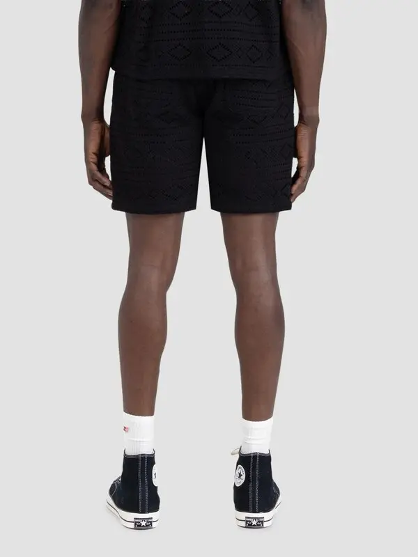 HONOR THE GIFT Pointelle-knit Crocheted Drawstring Shorts