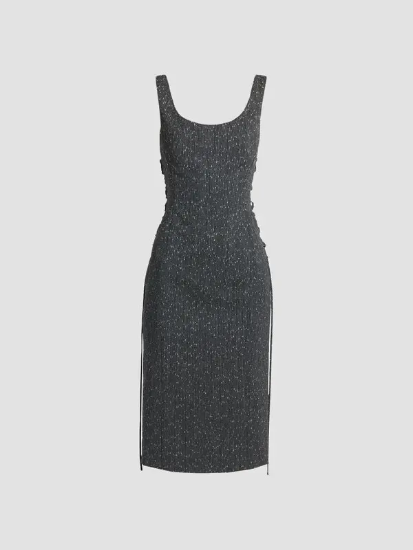 Alexander McQueen Speckled Wool Lacing Midi Dress