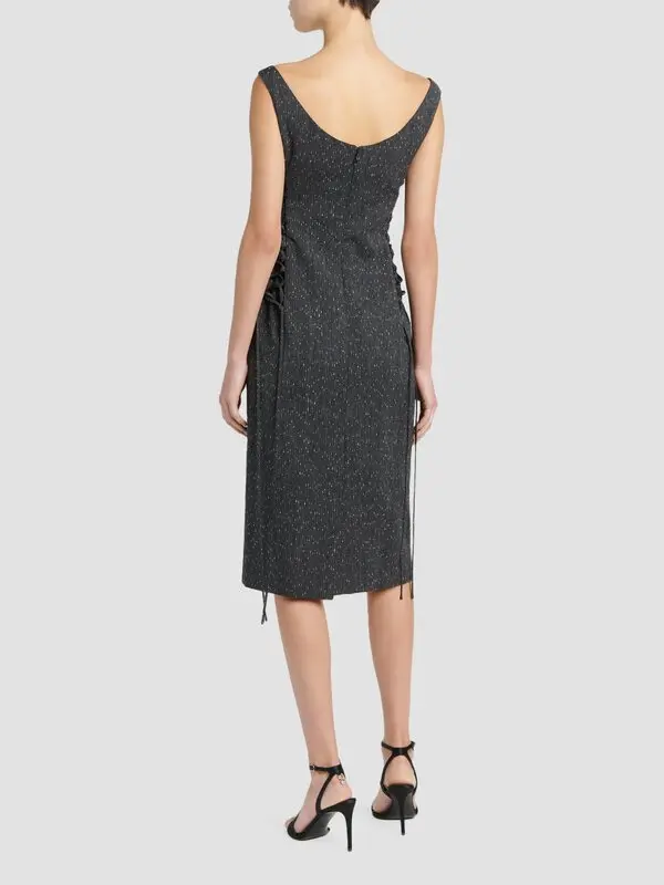 Alexander McQueen Speckled Wool Lacing Midi Dress