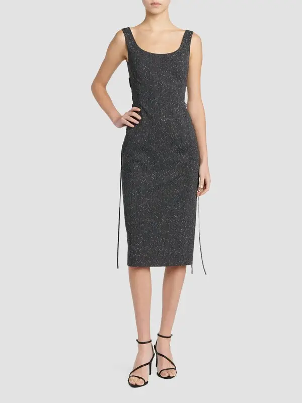 Alexander McQueen Speckled Wool Lacing Midi Dress