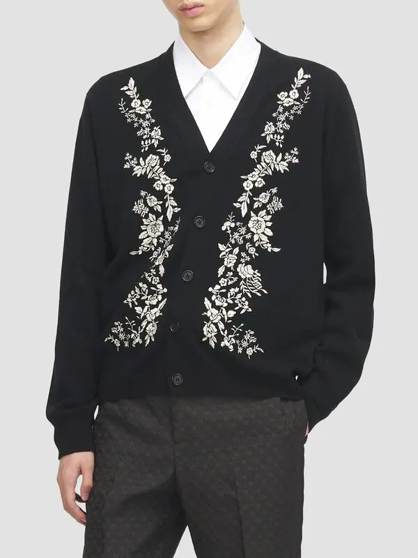 Alexander McQueen Embroidered Wool Cardigan