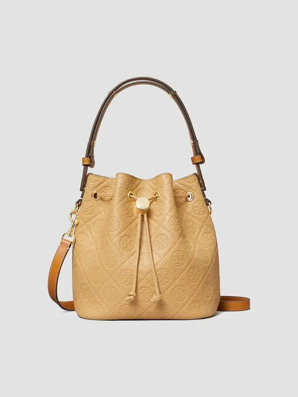 Tory Burch Monogram Leather Bucket Bag