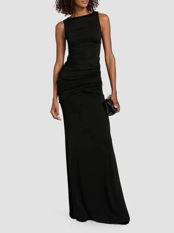 Lapointe Jersey Sleeveless Shirred Gown