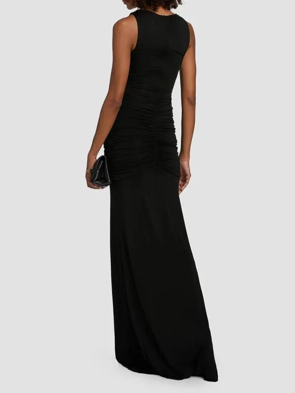 Lapointe Jersey Sleeveless Shirred Gown