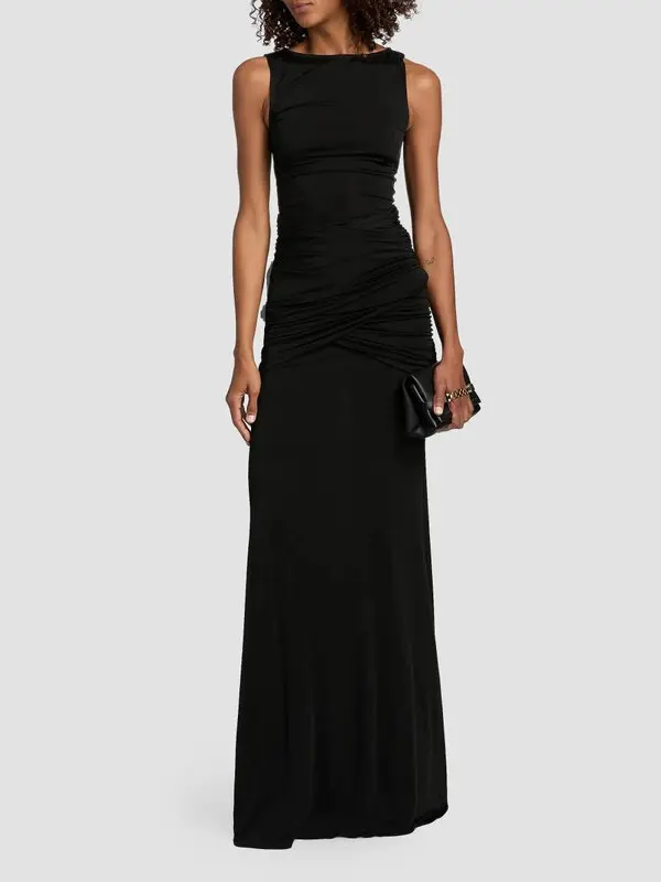 Lapointe Jersey Sleeveless Shirred Gown