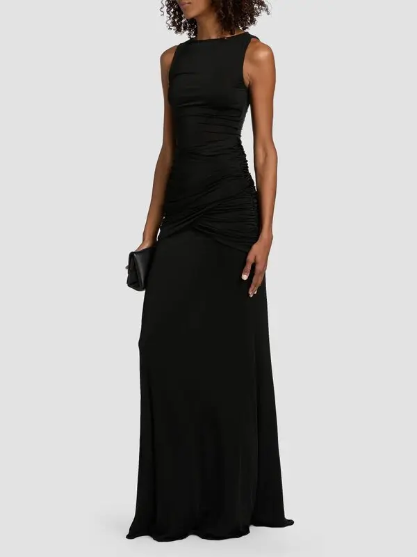 Lapointe Jersey Sleeveless Shirred Gown