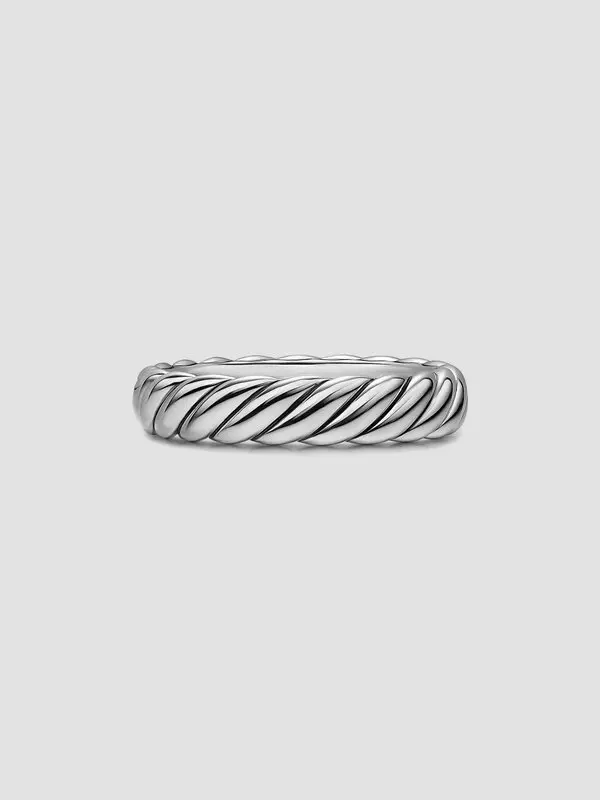 David Yurman Sculpted Cable Band Ring In Sterling 4.6mm - Silver