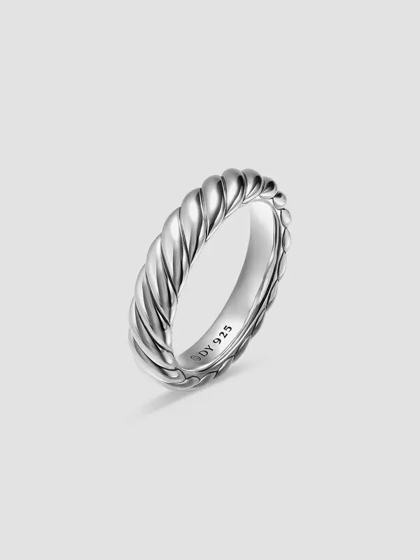 David Yurman Sculpted Cable Band Ring In Sterling 4.6mm