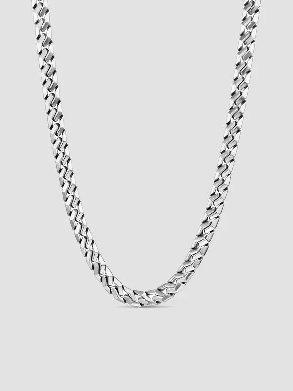 David Yurman Curb Chain Angular Link Necklace In Sterling 8.7mm
