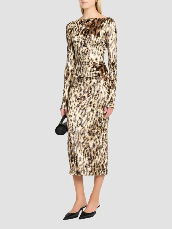 Lapointe Velvet Boatneck Midi Dress