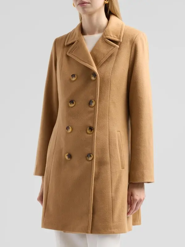 Sofia Cashmere Cashmere Double-breasted Peacoat - Camel