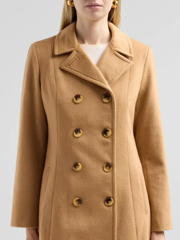 Sofia Cashmere Cashmere Double-breasted Peacoat - Camel