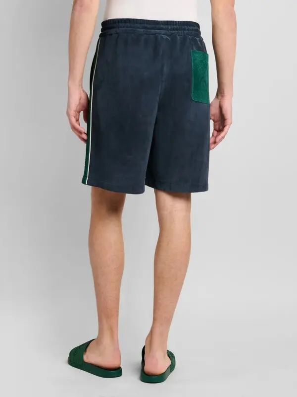 Casablanca Striped Suede Track Shorts - Navy
