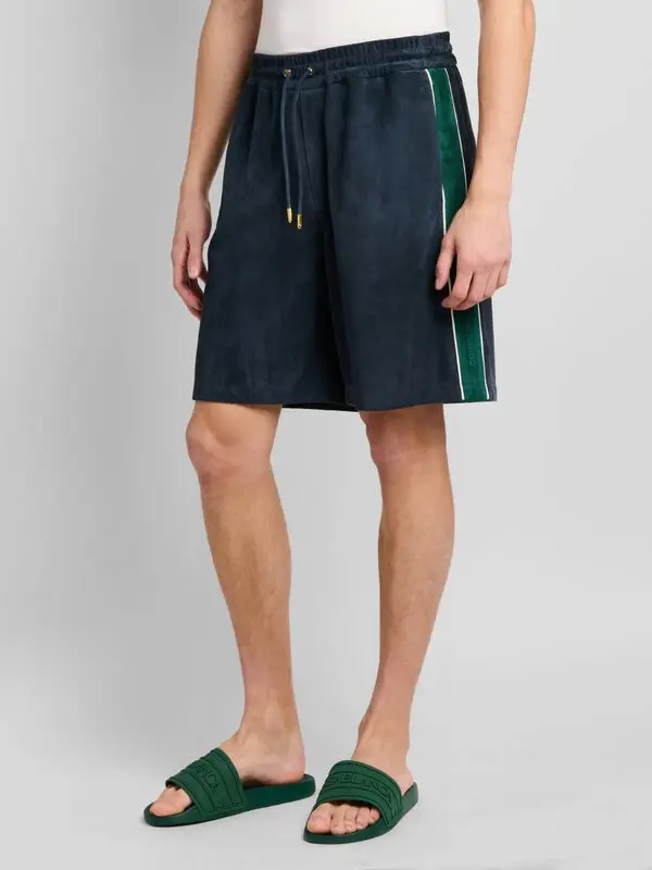 Casablanca Striped Suede Track Shorts - Navy
