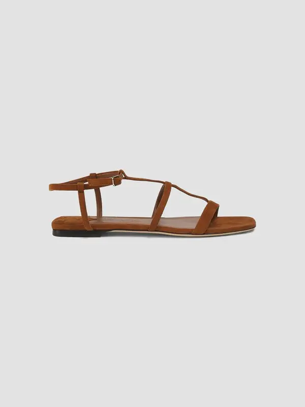 JIMMY CHOO Gwyn Suede T-strap Flat Sandals