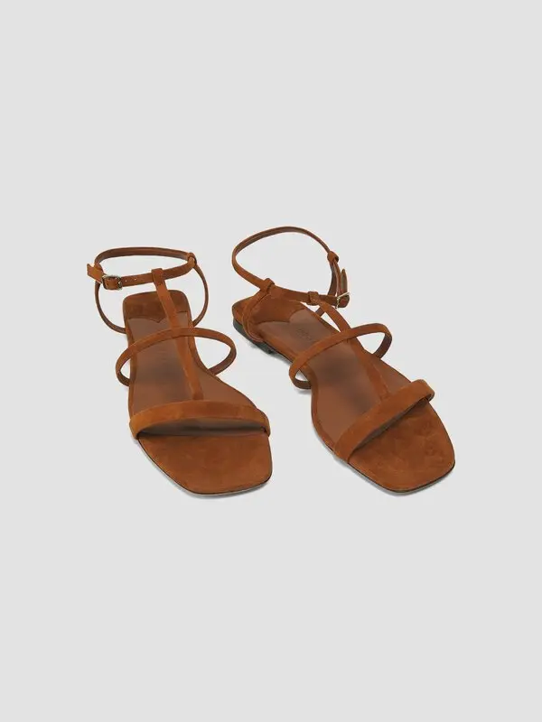 JIMMY CHOO Gwyn Suede T-strap Flat Sandals