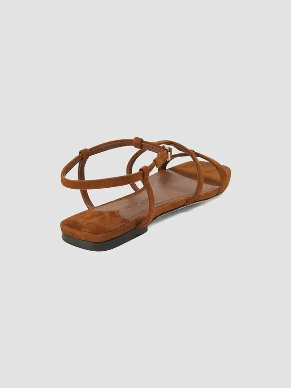 JIMMY CHOO Gwyn Suede T-strap Flat Sandals