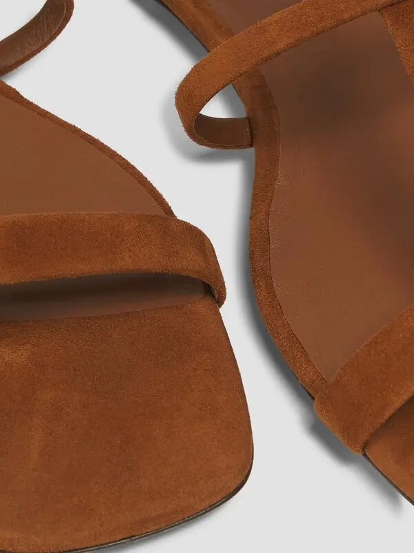 JIMMY CHOO Gwyn Suede T-strap Flat Sandals