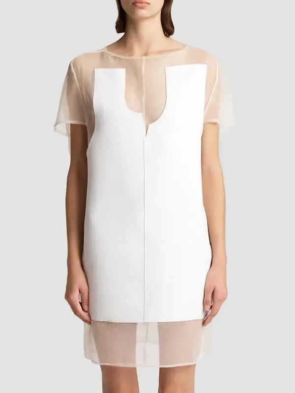 Khaite Winona Layered Shift Mini Dress - Chalk
