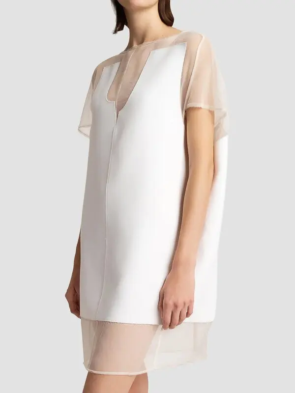 Khaite Winona Layered Shift Mini Dress - Chalk