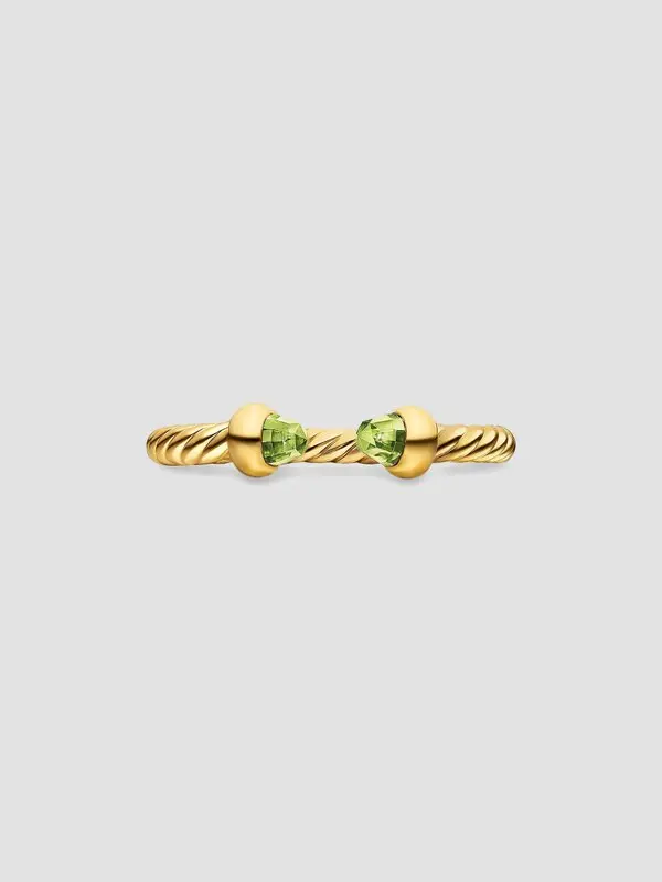 David Yurman Micro Cablespira Flex Open Ring In 18k Yellow Gold - Peridot