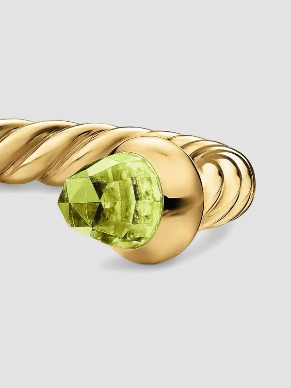 David Yurman Micro Cablespira Flex Open Ring In 18k Yellow Gold - Peridot