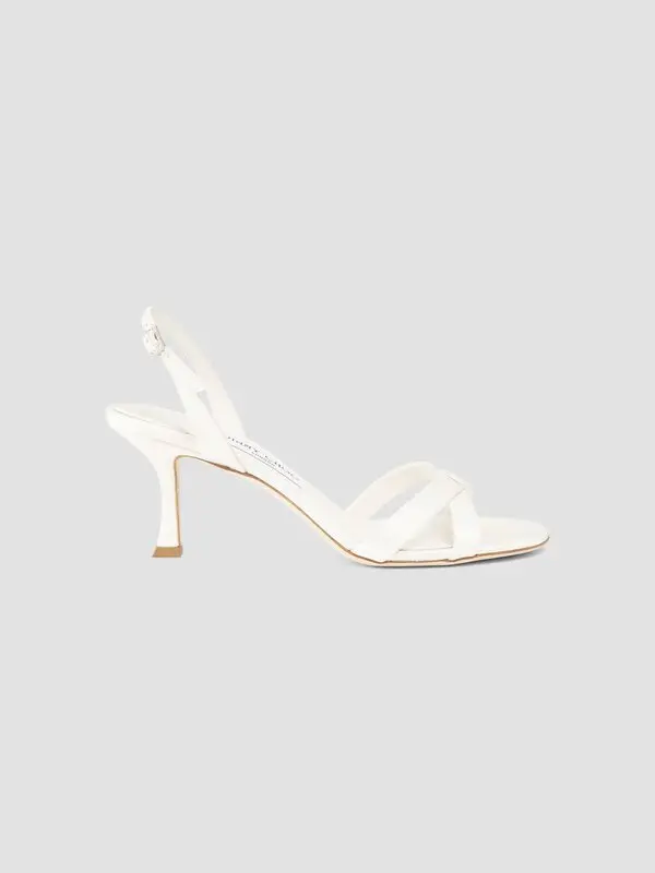 JIMMY CHOO Elsy 70mm Satin Slingback Sandals - Ivory