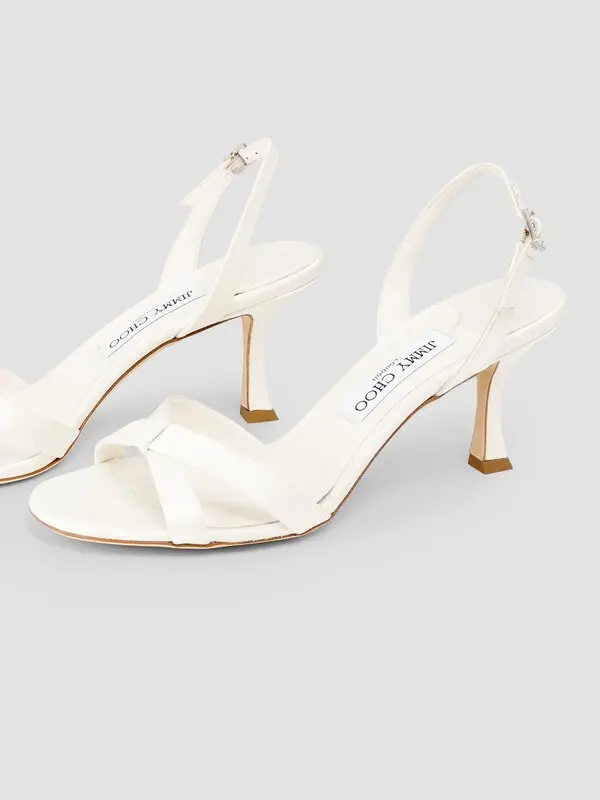 JIMMY CHOO Elsy 70mm Satin Slingback Sandals - Ivory