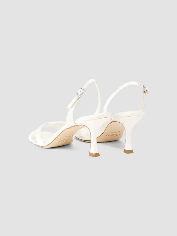 JIMMY CHOO Elsy 70mm Satin Slingback Sandals - Ivory