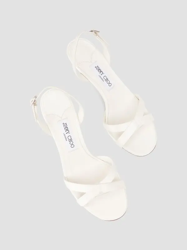 JIMMY CHOO Elsy 70mm Satin Slingback Sandals - Ivory