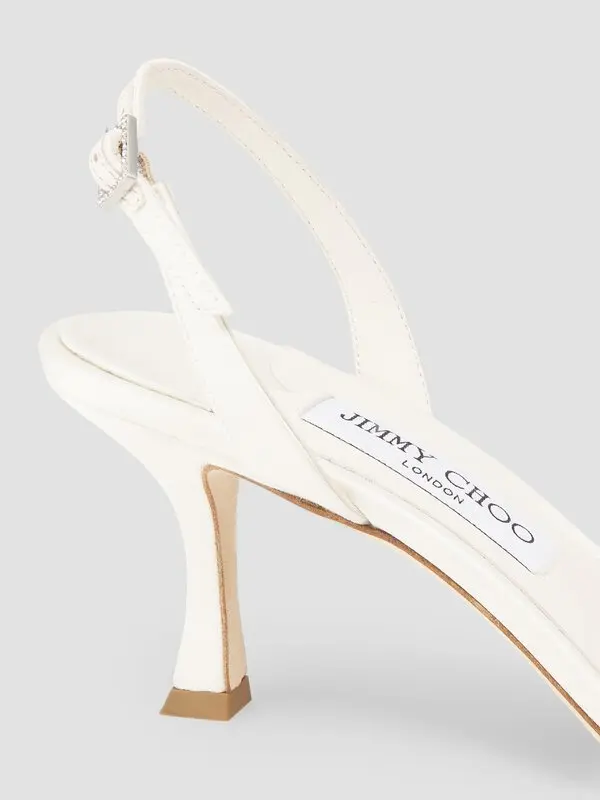 JIMMY CHOO Elsy 70mm Satin Slingback Sandals - Ivory
