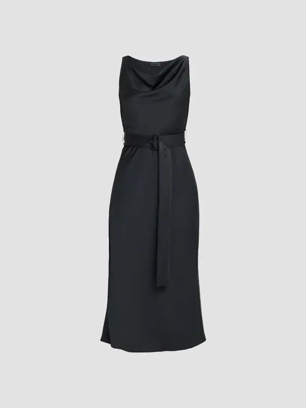 Lapointe Satin Belted Midi-dress