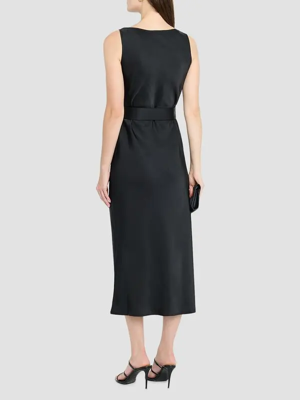 Lapointe Satin Belted Midi-dress