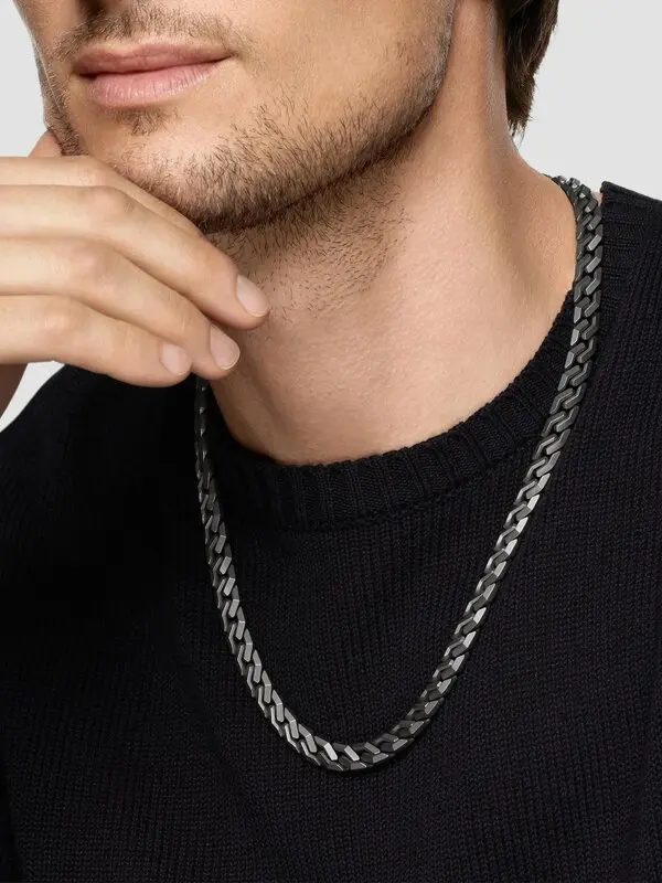 David Yurman Curb Chain Angular Link Necklace In Titanium, 8.7mm