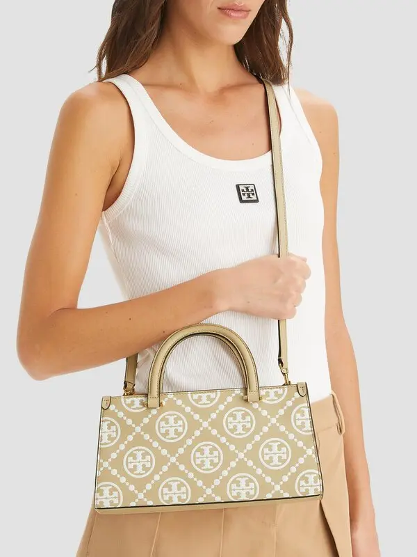 Tory Burch Small T Monogram Embossed Leather Top Handle Bag