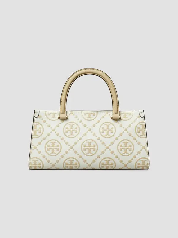 Tory Burch Small T Monogram Embossed Leather Top Handle Bag